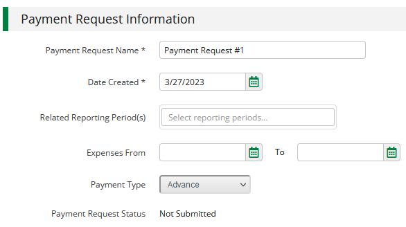 Advance Payment Request - Full Instructions – DED Grants Help Center